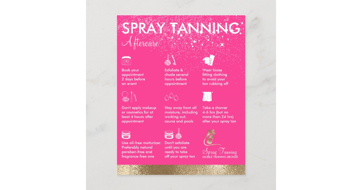 Spray Tanning Neon Pink Body Paint Aftercare Flyer | Zazzle