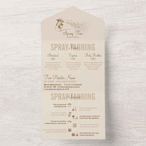 Spray Tanning Service Pricing Aftercare Tips All In One Invitation | Zazzle