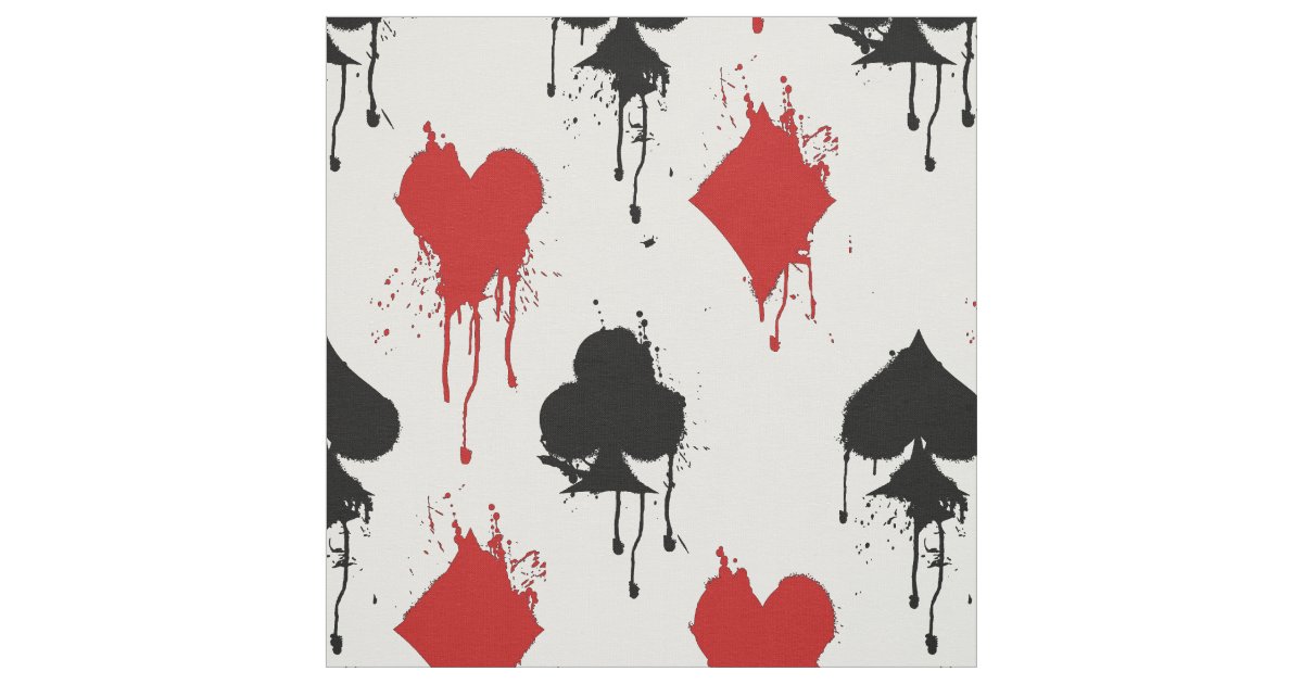 Sprayed Playing Card Suits Fabric | Zazzle