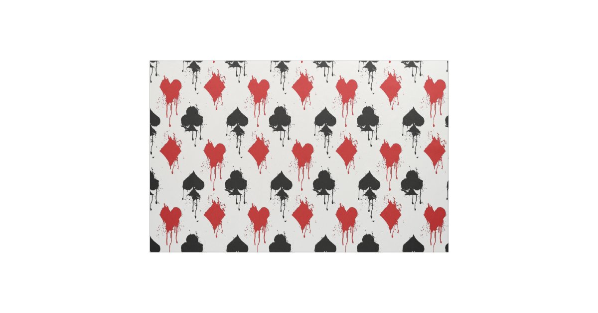 Sprayed Playing Card Suits Fabric | Zazzle