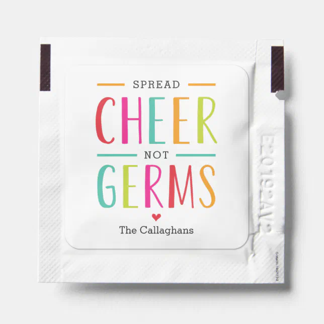 Spread Cheer Not Germs Holiday Party Favors Hand Sanitizer Packet | Zazzle