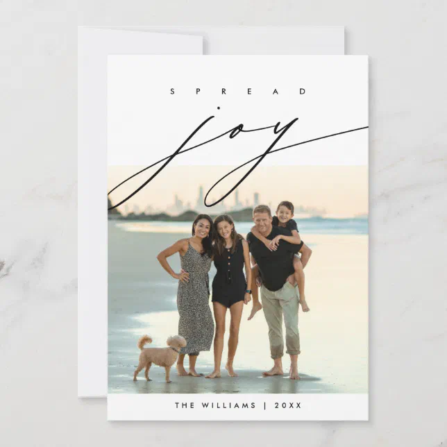Spread Joy, Christmas Family Photo Layover Holiday Card | Zazzle