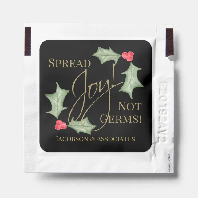 Spread Joy Not Germs Cute Holly Leaves Holiday Hand Sanitizer Packet ...