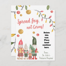 Spread Joy Not Germs Elf Hand Sanitizer Gift Card | Zazzle