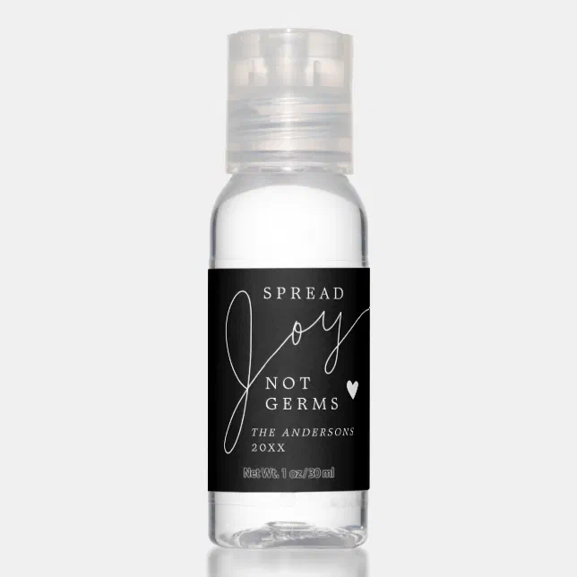Spread Joy Not Germs Minimalist Christmas Hand Sanitizer | Zazzle