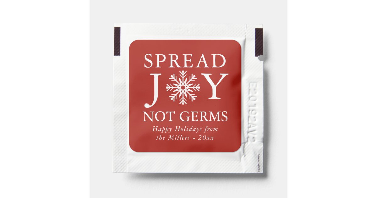 Spread Joy Not Germs Snowflake Red Happy Holidays Hand Sanitizer Packet ...