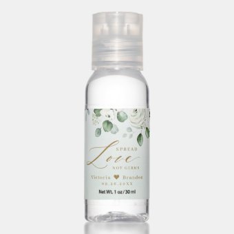 Spread Love Hand Sanitizer Floral Greenery Wedding | Zazzle
