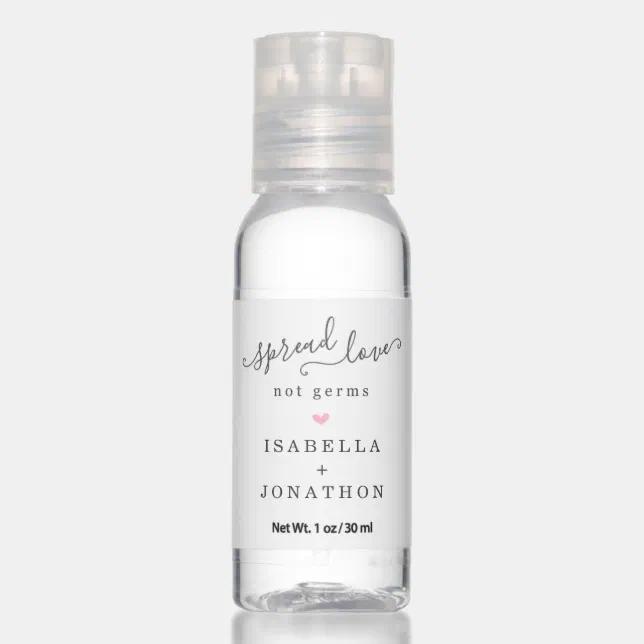 Spread Love Not Germ Hand Sanitizer Wedding Favor | Zazzle