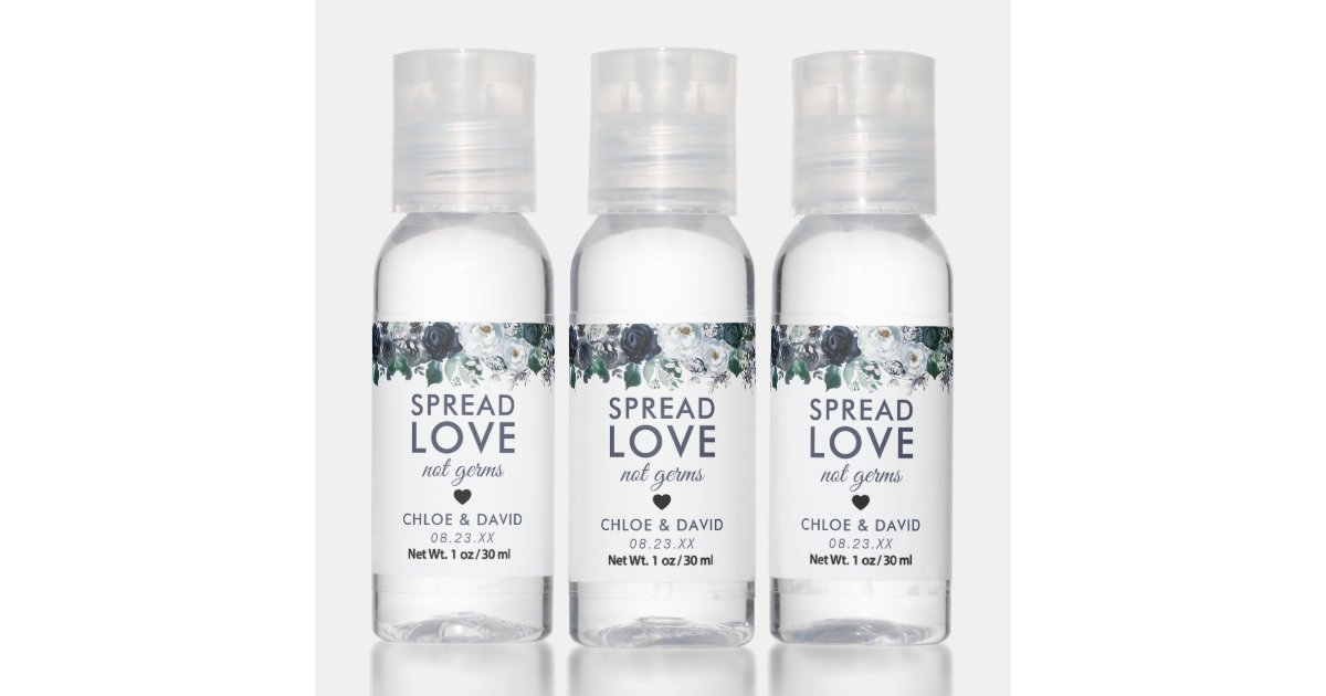 Spread Love Not Germs Blue Floral Hand Sanitizer | Zazzle
