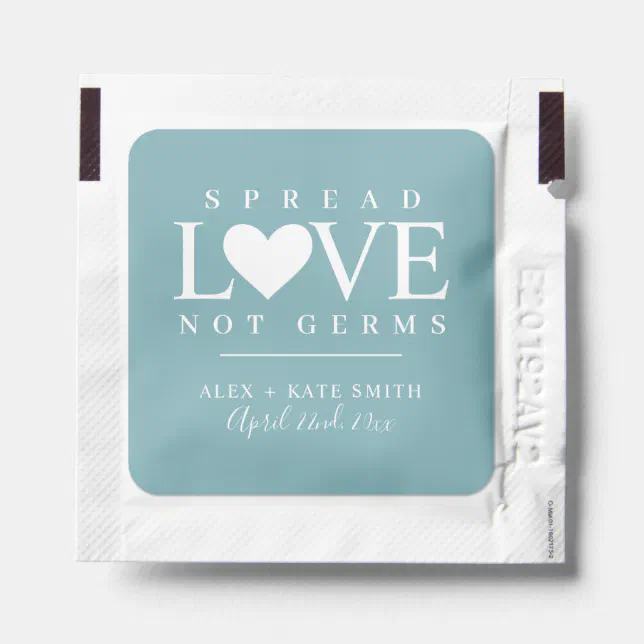 Spread Love Not Germs Classic Blue Wedding Hand Sanitizer Packet | Zazzle