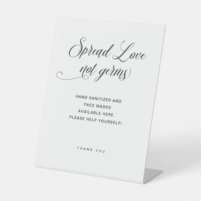 Spread Love Not Germs | Elegant Typography Wedding Pedestal Sign | Zazzle