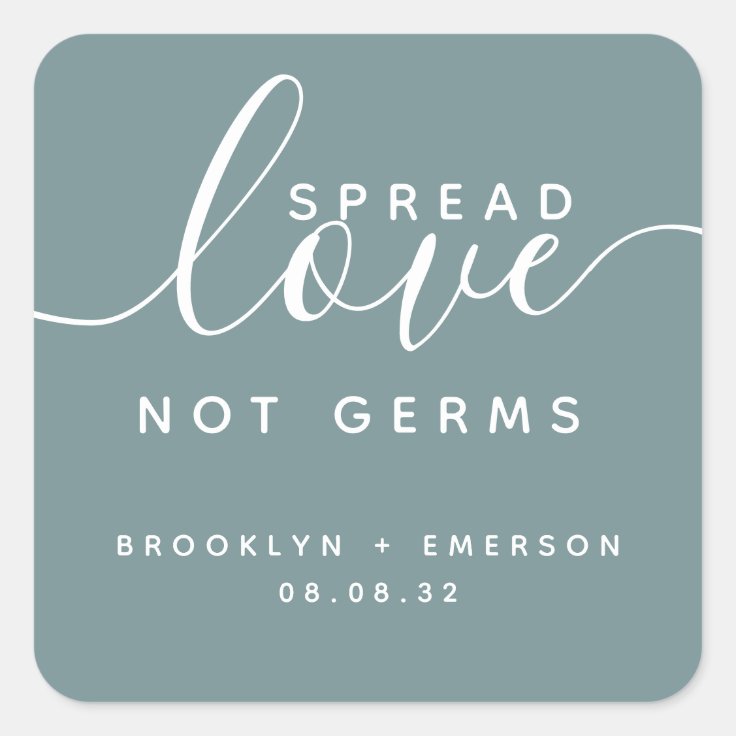 Spread Love Not Germs Hand Sanitizer Square Sticker | Zazzle