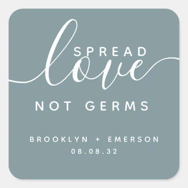 Spread Love Not Germs Hand Sanitizer Square Sticker | Zazzle