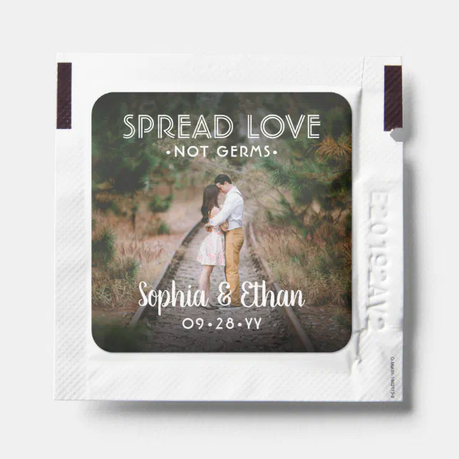 Spread Love Not Germs Modern Photo Wedding Favors Hand Sanitizer Packet ...