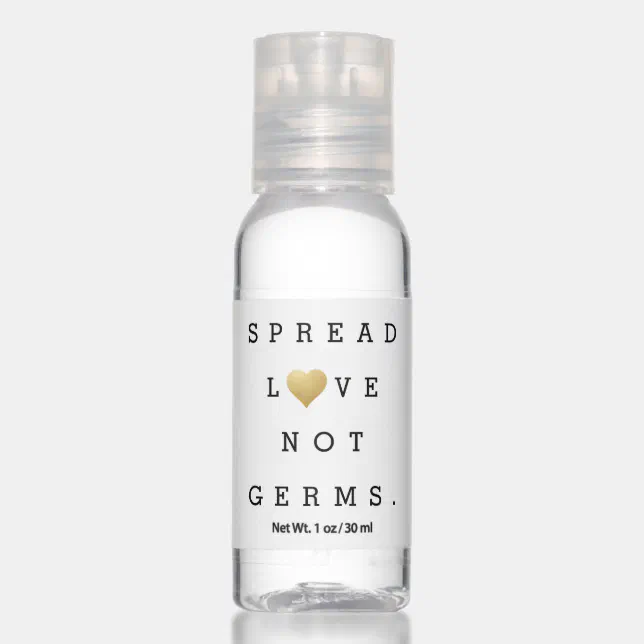 Spread Love Not Germs Personalized Wedding Favor Hand Sanitizer | Zazzle