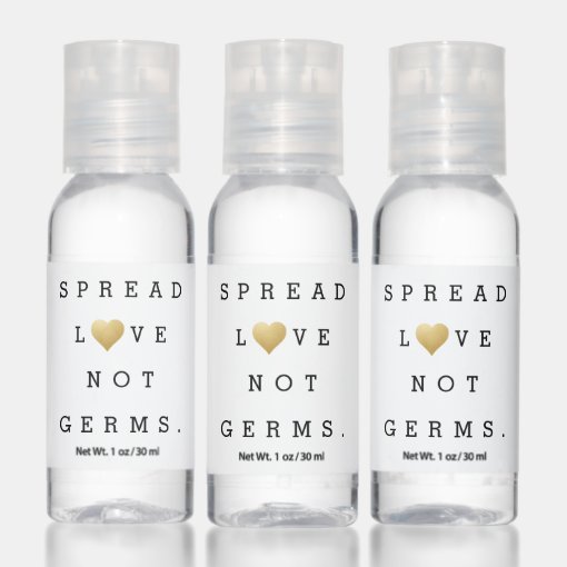 Spread Love Not Germs Personalized Wedding Favor Hand Sanitizer | Zazzle