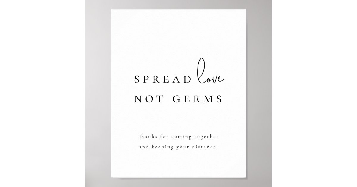 Spread Love Not Germs Sanitizer Station Wedding P Poster | Zazzle