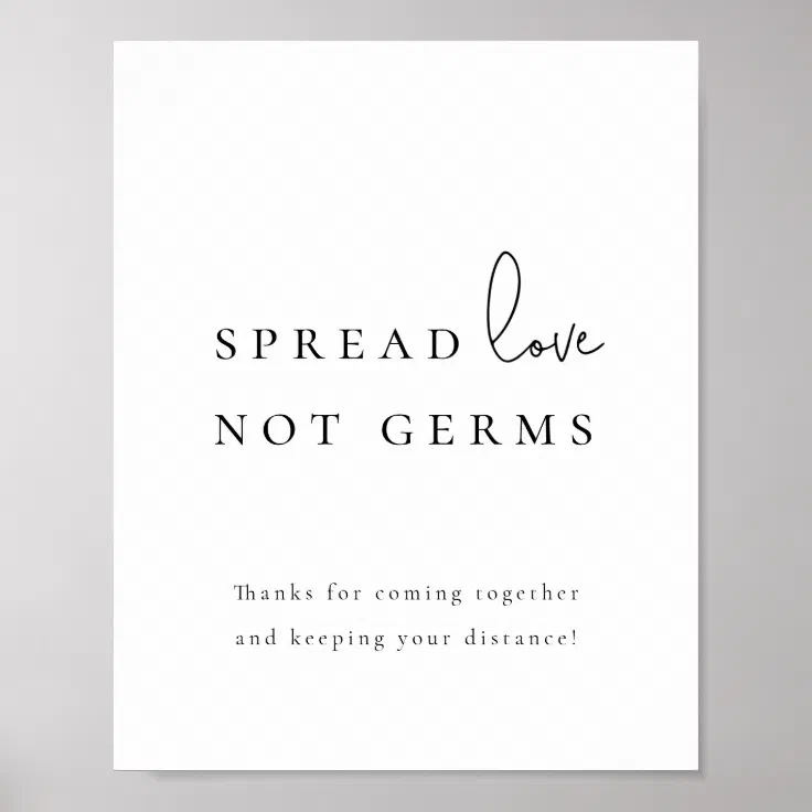 Spread Love Not Germs Sanitizer Station Wedding P Poster | Zazzle
