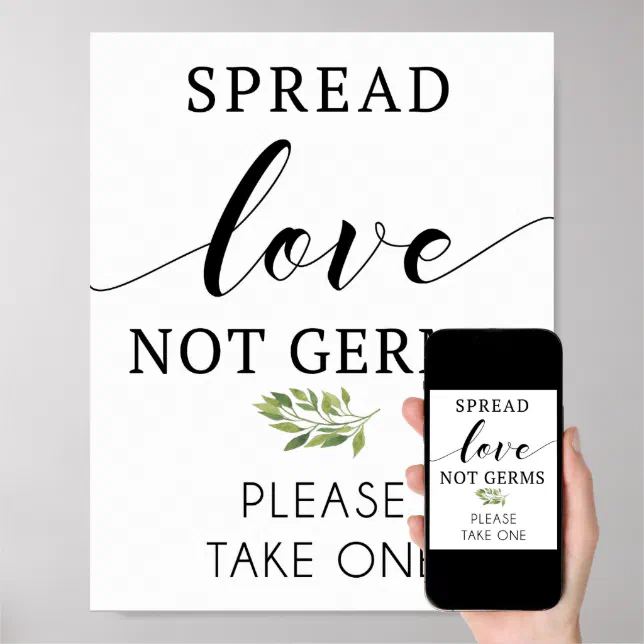 Spread Love not germs sign | Zazzle