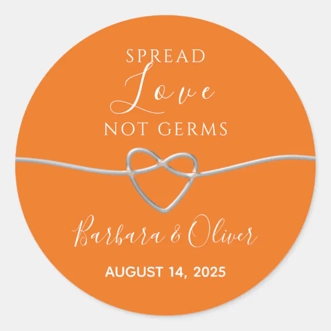 Spread Love Not Germs Wedding Classic Round Sticker | Zazzle