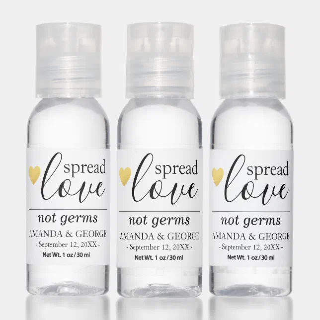 Spread love not germs wedding favor hand sanitizer | Zazzle