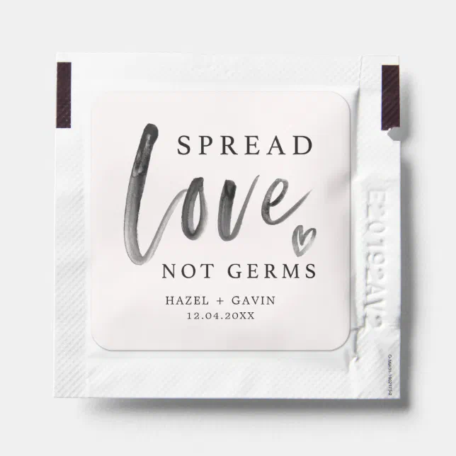 Spread Love Not Germs Wedding Favor Hand Sanitizer Packet | Zazzle