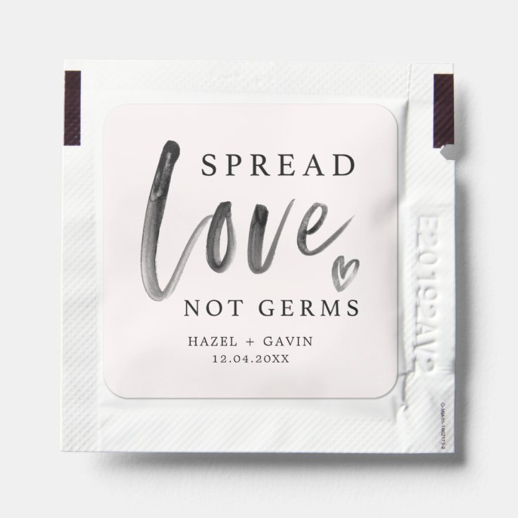 Spread Love Not Germs Wedding Favor Hand Sanitizer Packet | Zazzle