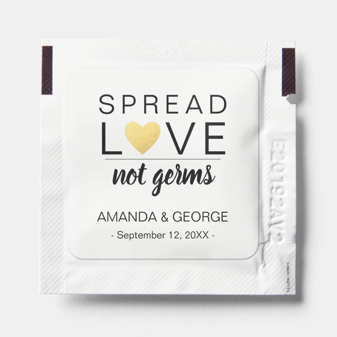 Spread love not germs wedding favor hand sanitizer packet | Zazzle