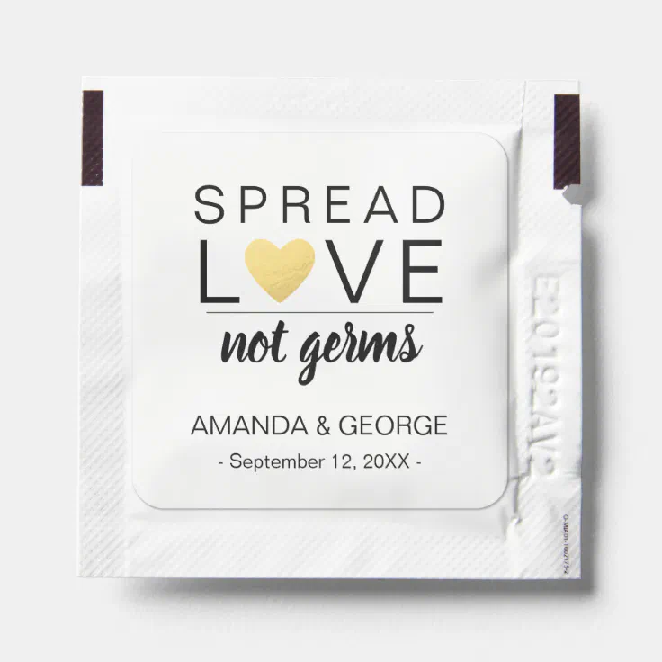 Spread love not germs wedding favor hand sanitizer packet | Zazzle