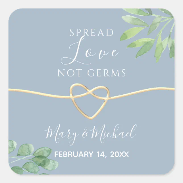 Spread Love Not Germs Wedding Square Sticker | Zazzle