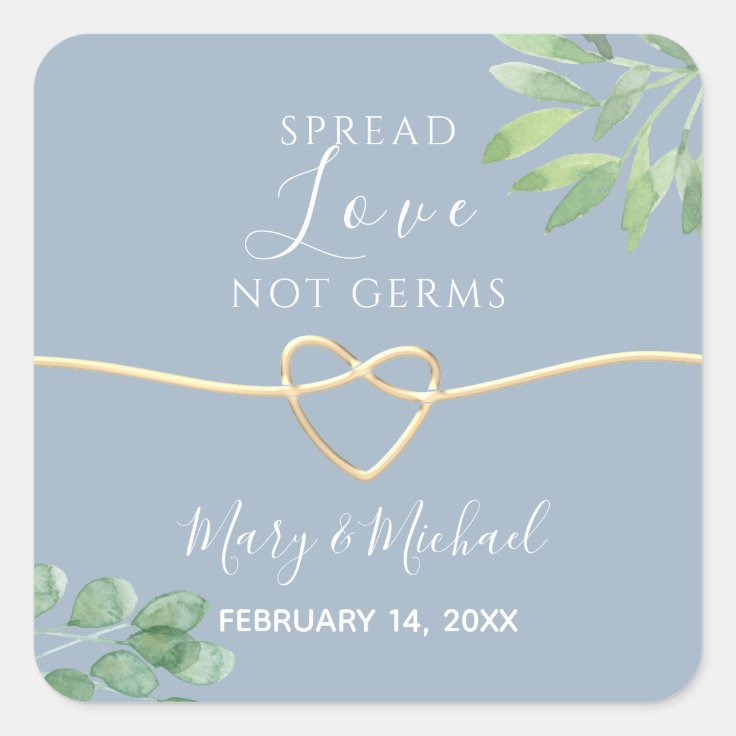 Spread Love Not Germs Wedding Square Sticker | Zazzle