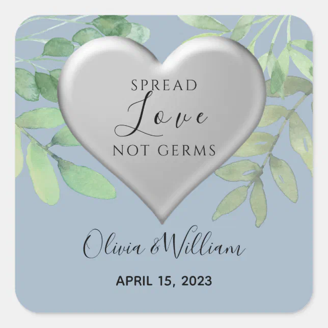 Spread Love Not Germs Wedding Square Sticker | Zazzle