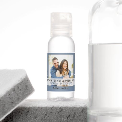 Spread Love Photo Thank You Slate Blue Wedding Hand Sanitizer | Zazzle