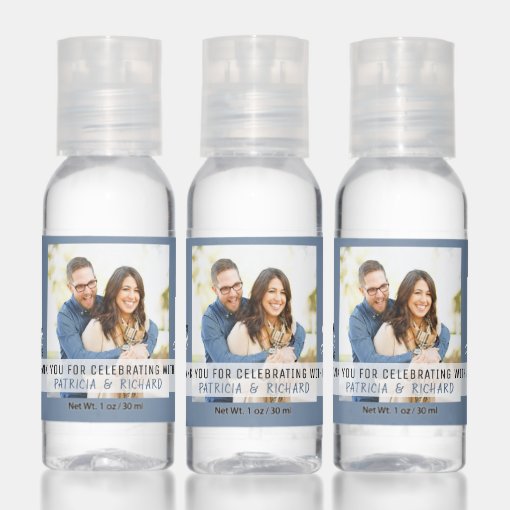 Spread Love Photo Thank You Slate Blue Wedding Hand Sanitizer | Zazzle