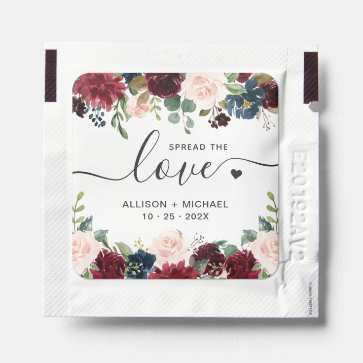 Spread the Love Burgundy Red Blush Navy Floral Hand Sanitizer Packet ...