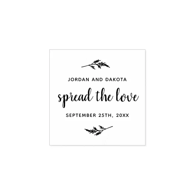 Spread The Love | Custom Names & Date Wedding Rubber Stamp | Zazzle