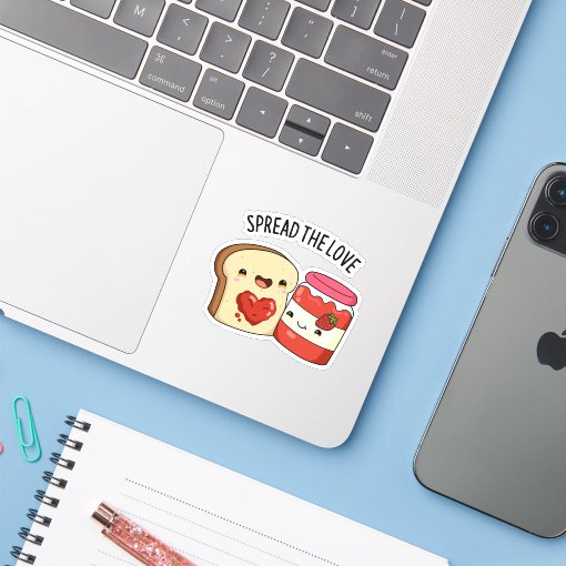 Spread The Love Funny Jam and Bread Pun Sticker | Zazzle