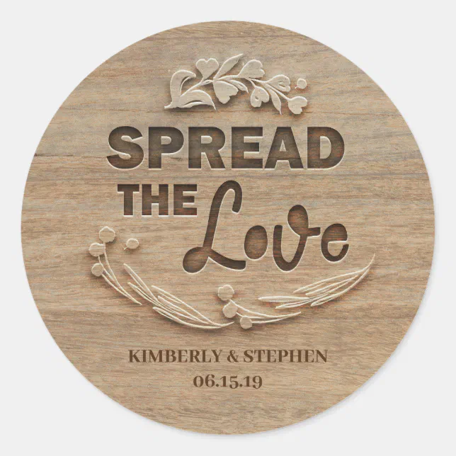 Spread The Love Wedding Favor Classic Round Sticker | Zazzle