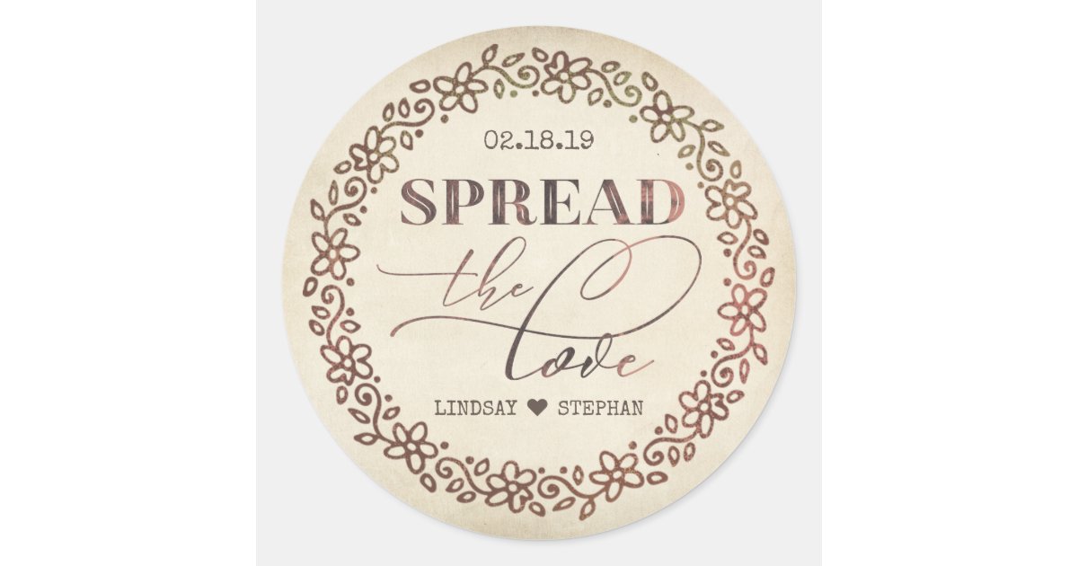 Spread The Love Wedding Stickers | Zazzle