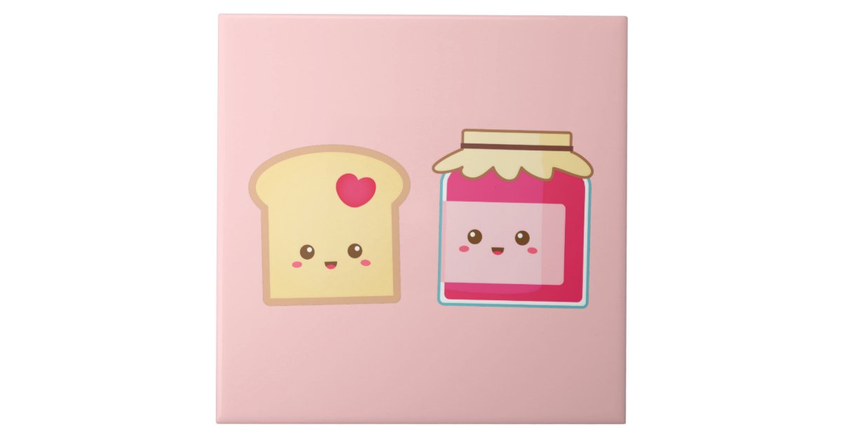Spread the love with Cute Toast and Jam Ceramic Tile | Zazzle