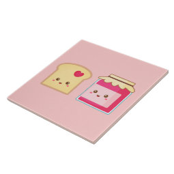 Spread the love with Cute Toast and Jam Ceramic Tile | Zazzle