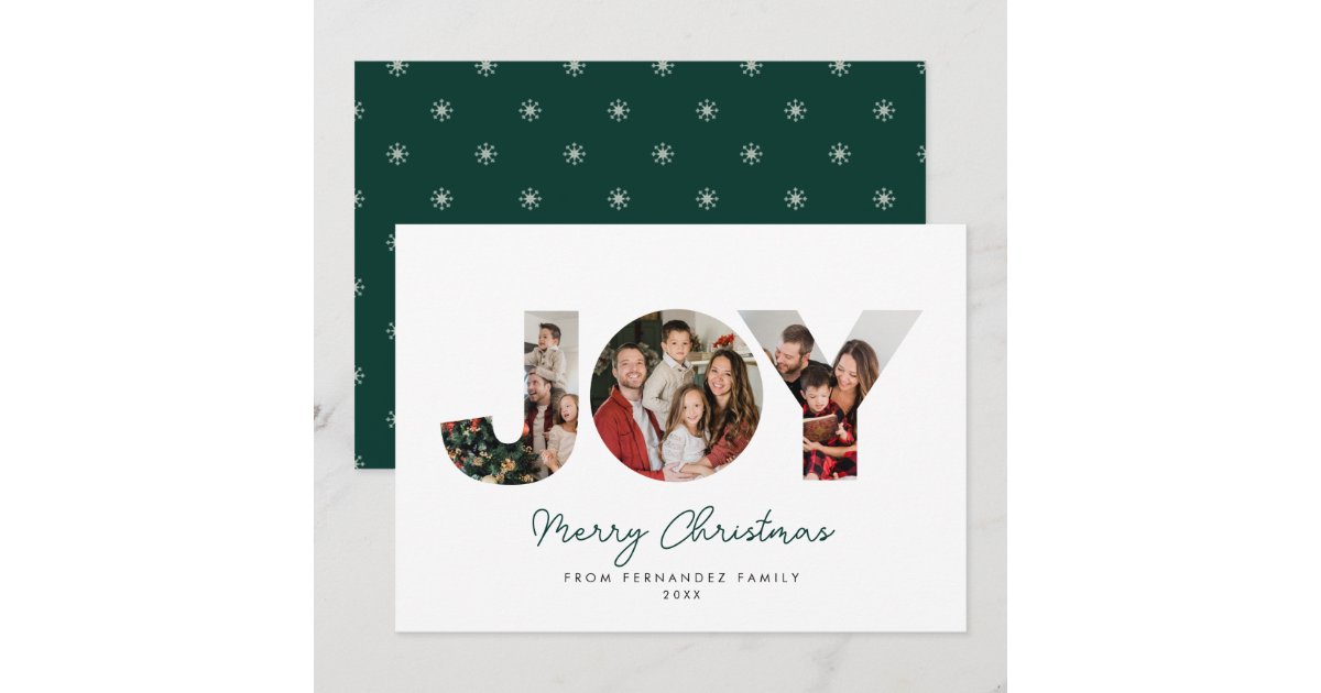 Spreading Joy Lettering Holiday Photo Collage Card | Zazzle