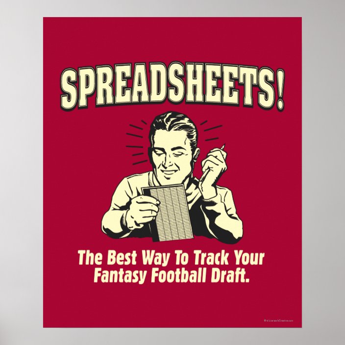 Spreadsheets: Track Your Fantasy Football Draft Poster | Zazzle.com