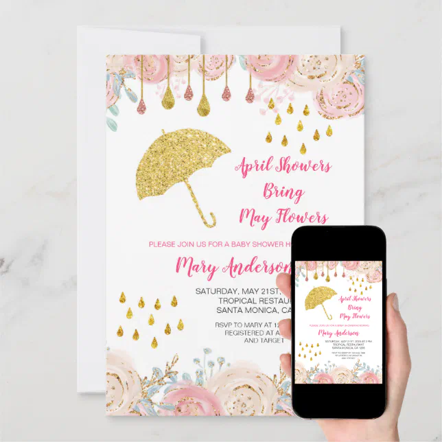 Spring April Baby Shower Invitation | Zazzle