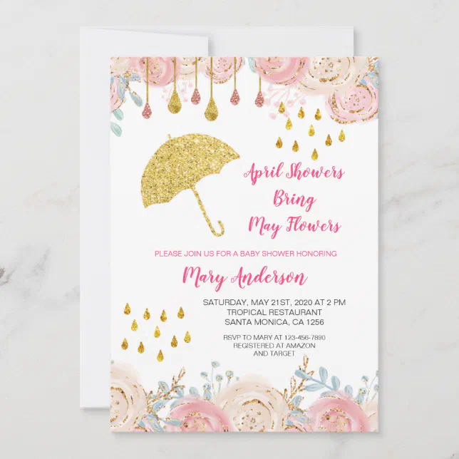 Spring April Baby Shower Invitation | Zazzle