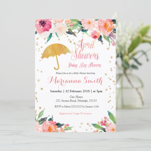 Spring April Shower Bring May Flowers Invitation | Zazzle