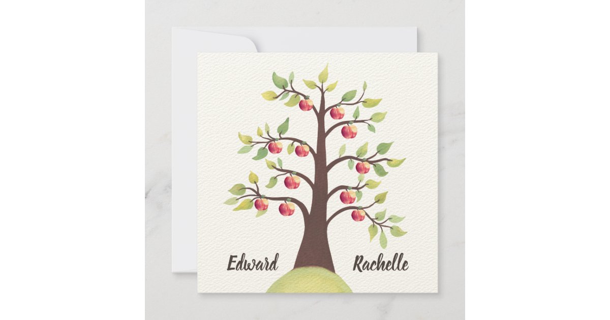 Spring Autumn Engagement Wedding Apple Tree Invitation | Zazzle