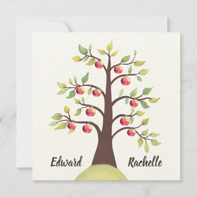 Spring Autumn Engagement Wedding Apple Tree Invitation | Zazzle