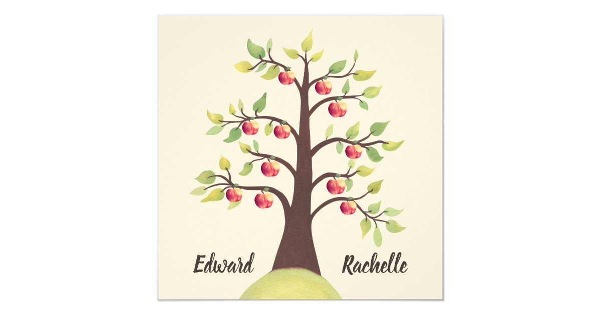 Spring Autumn Engagement Wedding Apple Tree Invitation | Zazzle.com