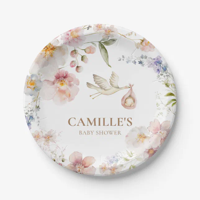 Spring Baby in Bloom Shower Paper Plates | Zazzle